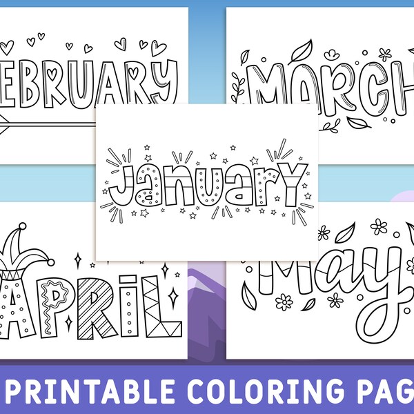 12 Month Coloring Pages - Etsy