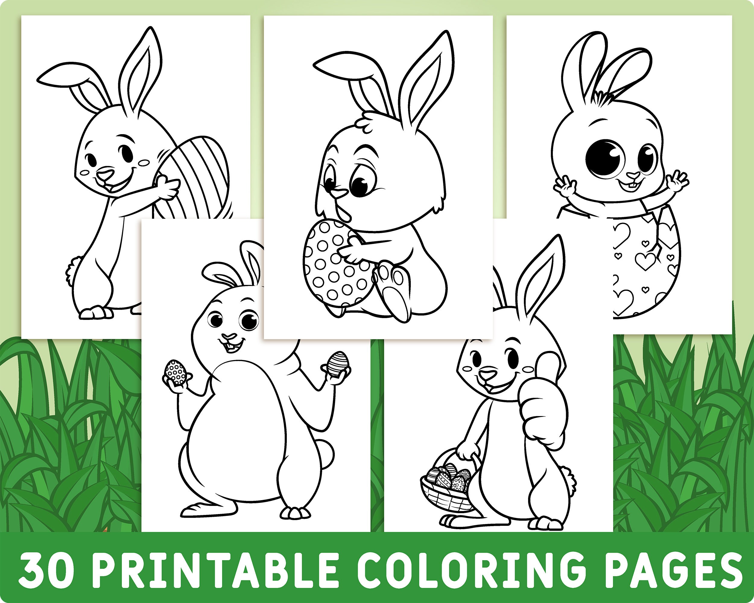 30 Printable Easter Bunnies Coloring Pages for Kids, Spring Colouring ...