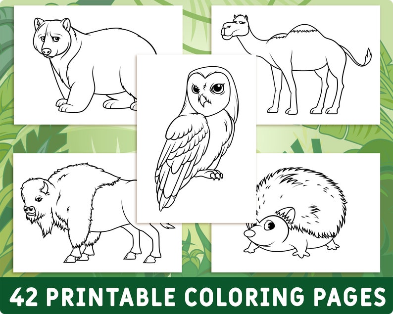 42 Printable Wild Animals Coloring Pages for Kids, Colouring Book ...