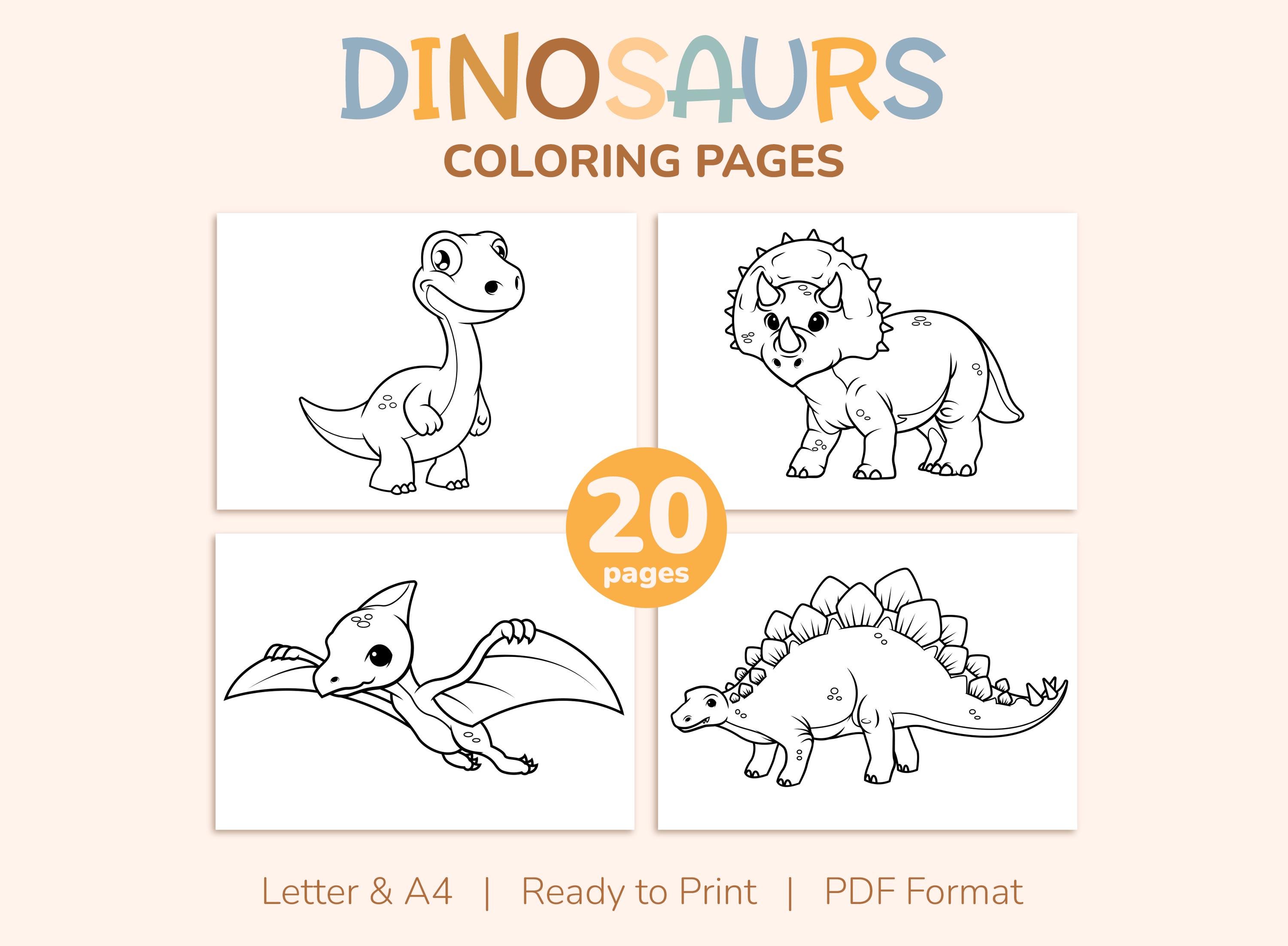 20 Printable Dinosaurs Coloring Pages for Kids, Cute Dino Colouring ...