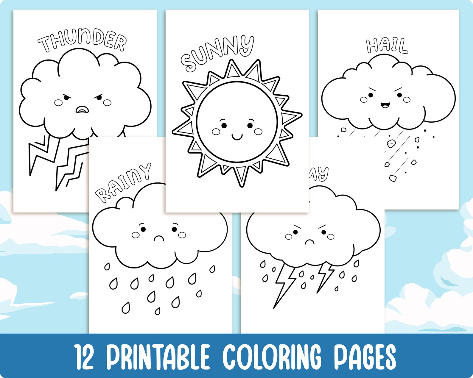 12 Printable Weather Elements Coloring Pages for Kids - With Names ...
