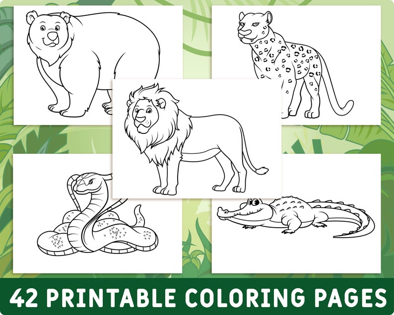 42 Printable Wild Animals Coloring Pages for Kids, Colouring Book ...