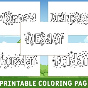 9 Printable Names of Days of the Week, Happy Weekend - Coloring Pages ...