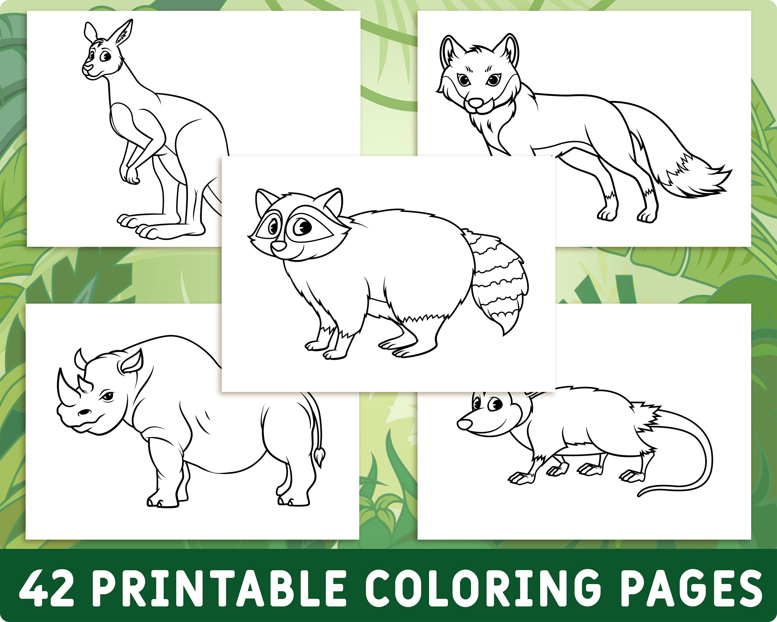 42 Printable Wild Animals Coloring Pages for Kids, Colouring Book ...