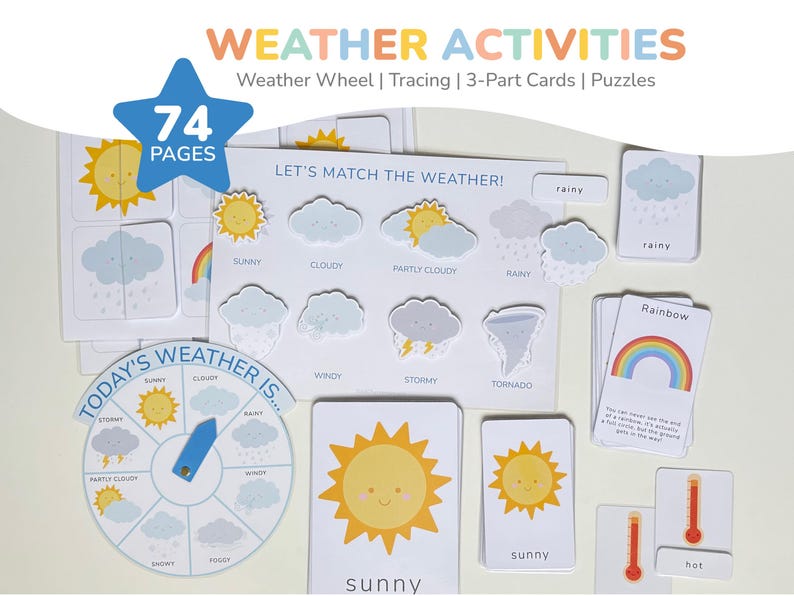 Weather Activities Printable Pack for Kids | Weather Wheel, Worksheets ...