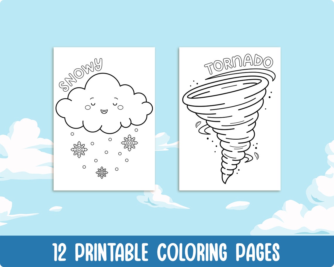 12 Printable Weather Elements Coloring Pages for Kids - With Names ...