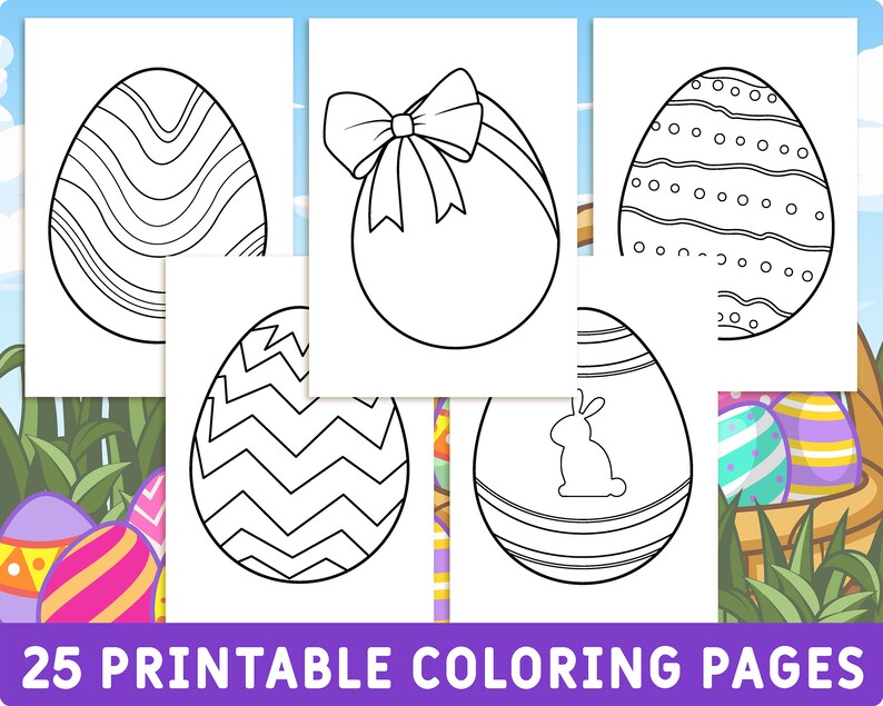 25 Printable Easter Eggs Coloring Pages for Kids Spring - Etsy