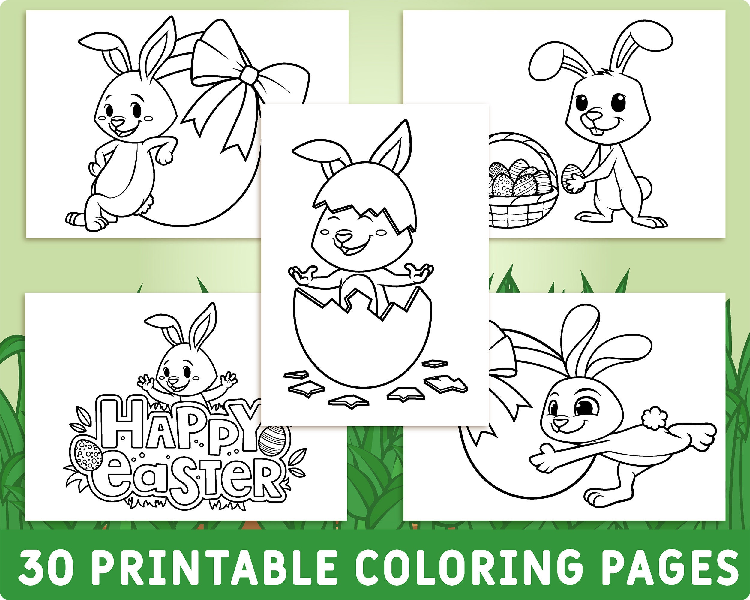 30 Printable Easter Bunnies Coloring Pages for Kids, Spring Colouring ...