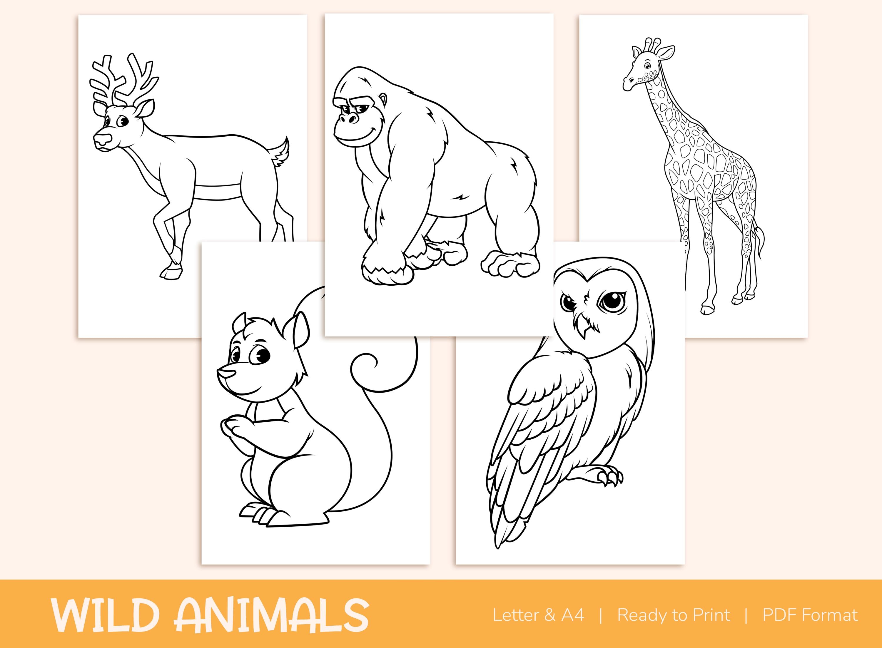 42 Printable Wild Animals Coloring Pages for Kids, Colouring Book ...