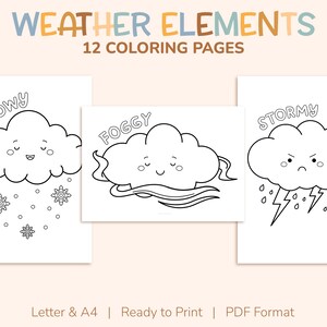 12 Printable Weather Elements Coloring Pages for Kids - With Names ...