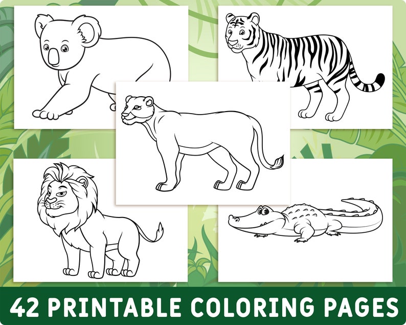 42 Printable Wild Animals Coloring Pages for Kids, Colouring Book ...