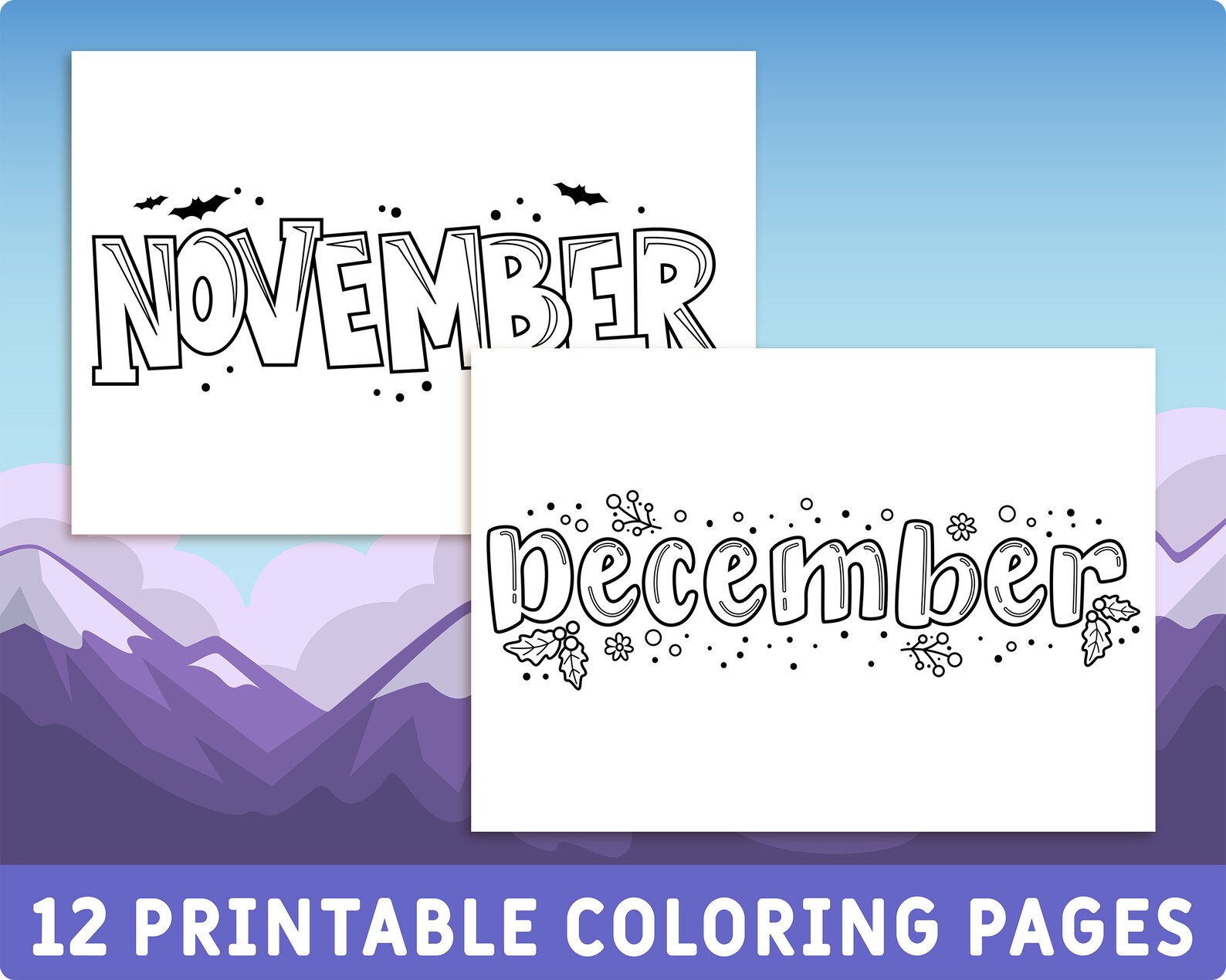 12 Printable Month Names Coloring Pages for Kids. Months of the Year ...