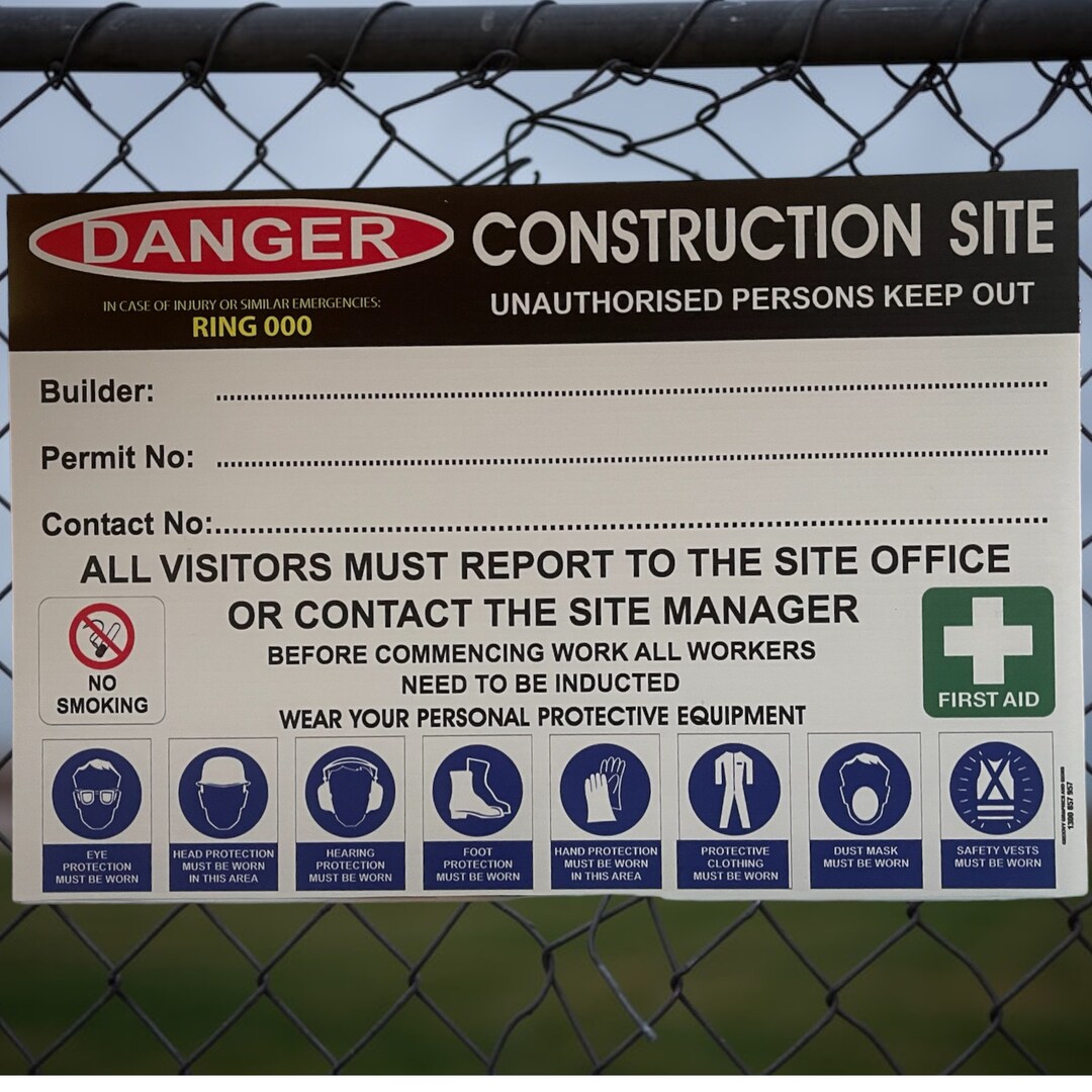 Danger Corflute Sign, Construction Site Safety Sign, Construction Site ...