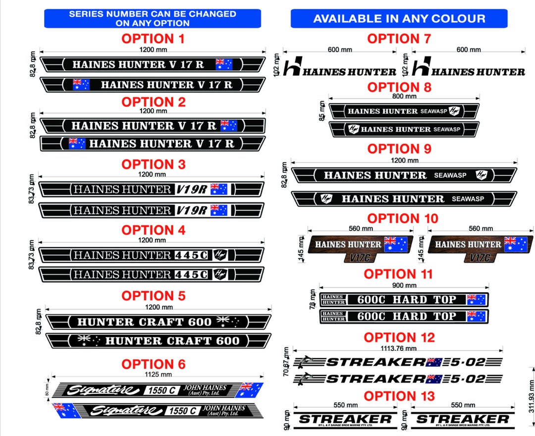 2X Haines Hunter Boat Stickers Set, Boat Decal,boat Stickers Boat ...