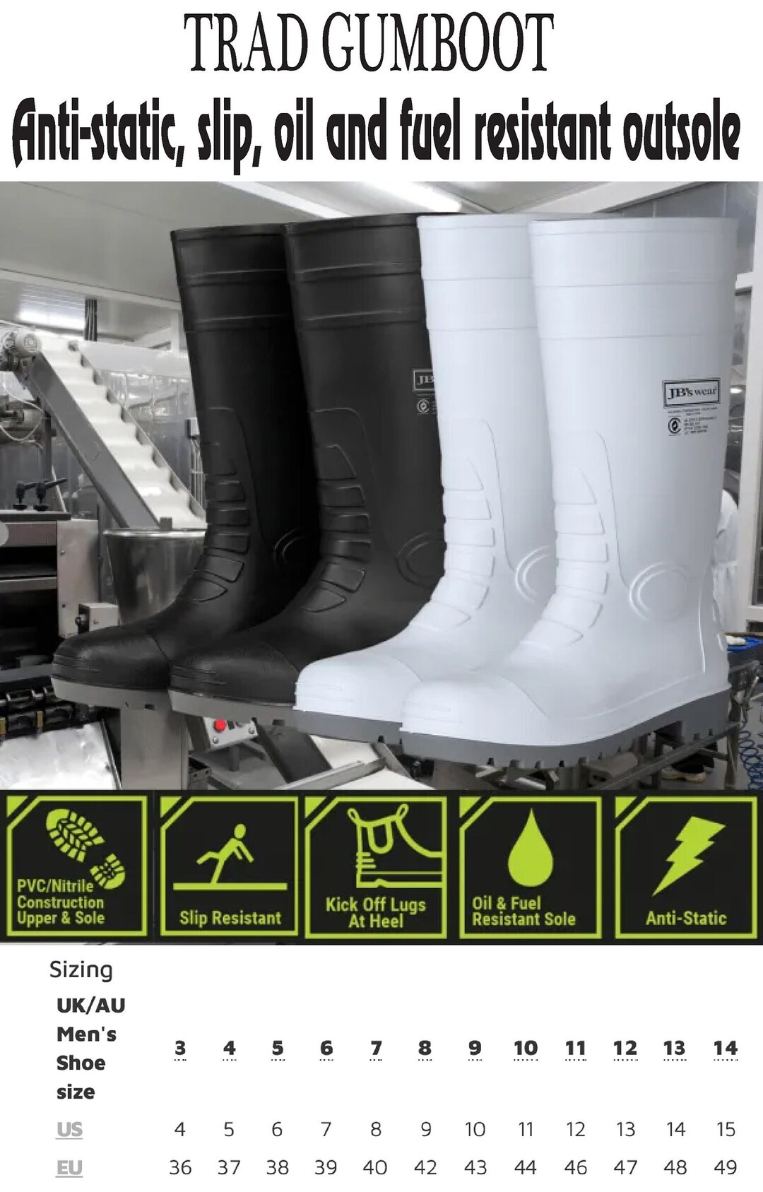 Trad Gumboot,gumboot,food Grade Gumboot, Trad Safety Gumboot Anti ...