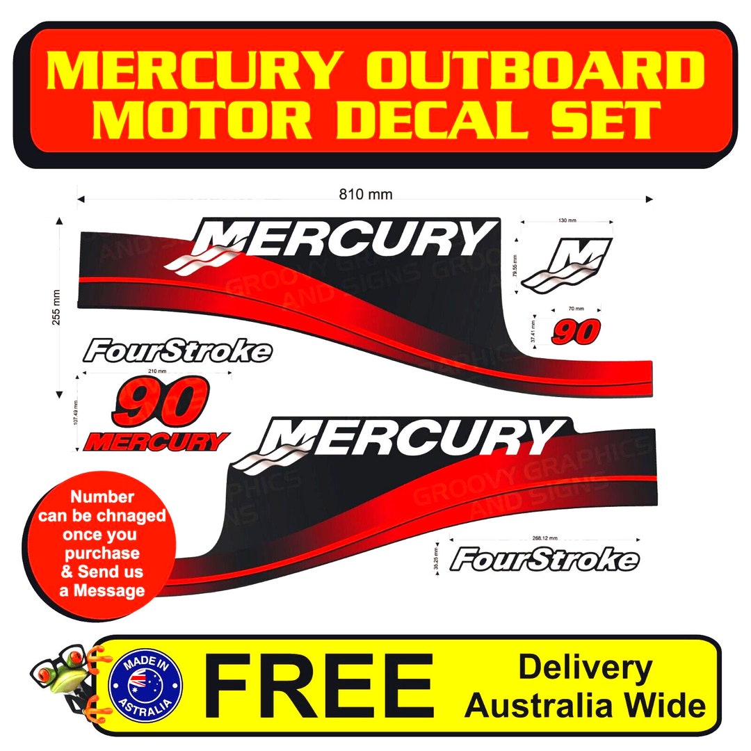 Boat Sticker, MERCURY 75hp Boat Decal Stickers Marine Outboard Motor ...