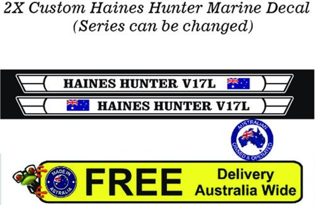 2X Haines Hunter V17L Boat Sticker, Haines Hunter 1200mm Marine Boat ...
