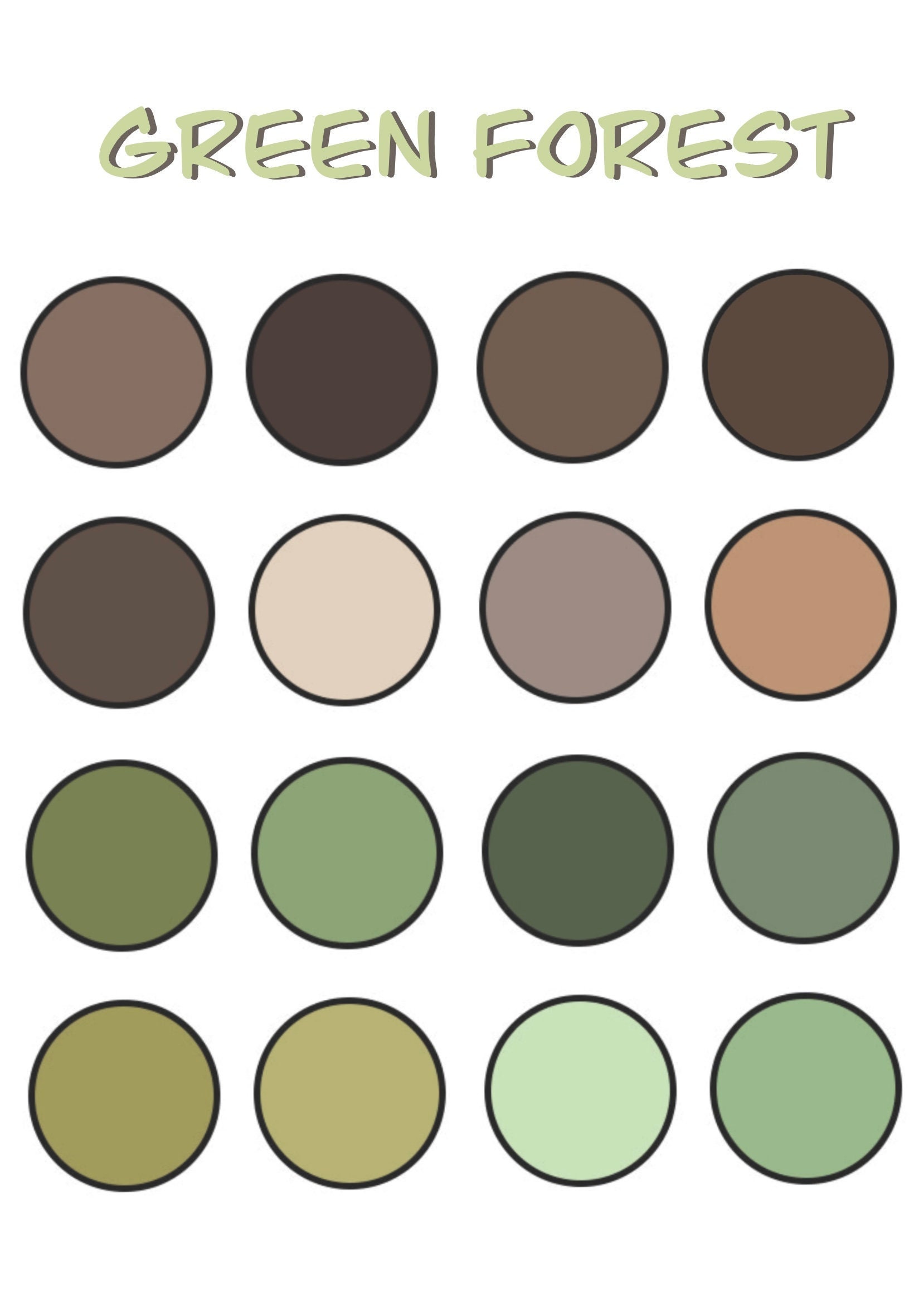 Procreate Green Forest Color Palette Swatches - Etsy Procreate Green Forest Color Palette Swatches - Etsy