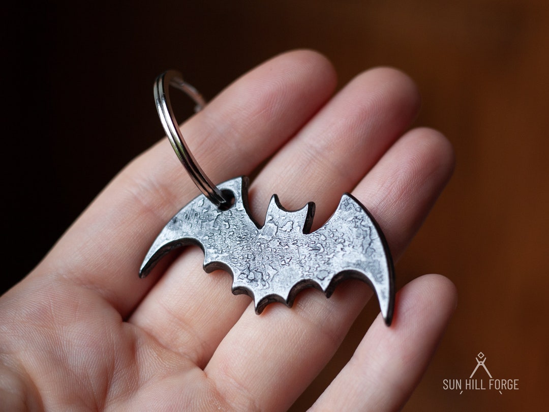 Bat Key Chain, Hand Forged Keychain, Metal Key Ring, Blacksmith Keyring ...