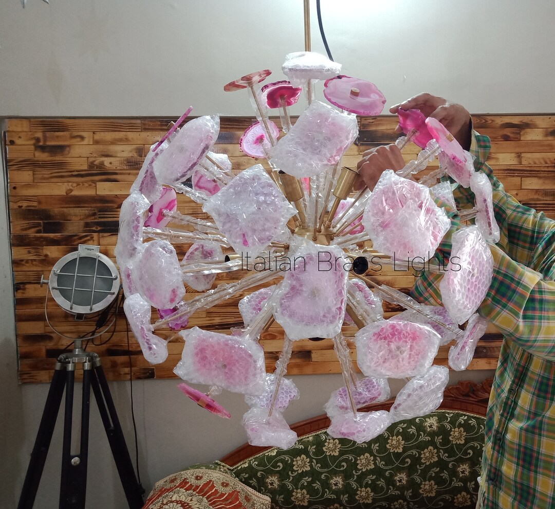 1950's Mid Century Brass Pink Stone Polished Sputnik - Etsy