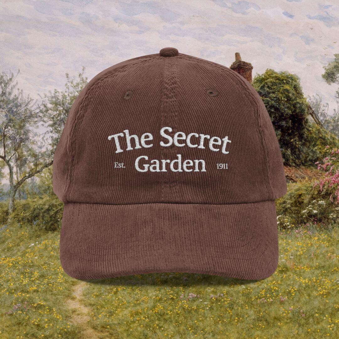 Secret Garden Embroidered Hat, Cotton Corduroy Literary Hat, Dark ...