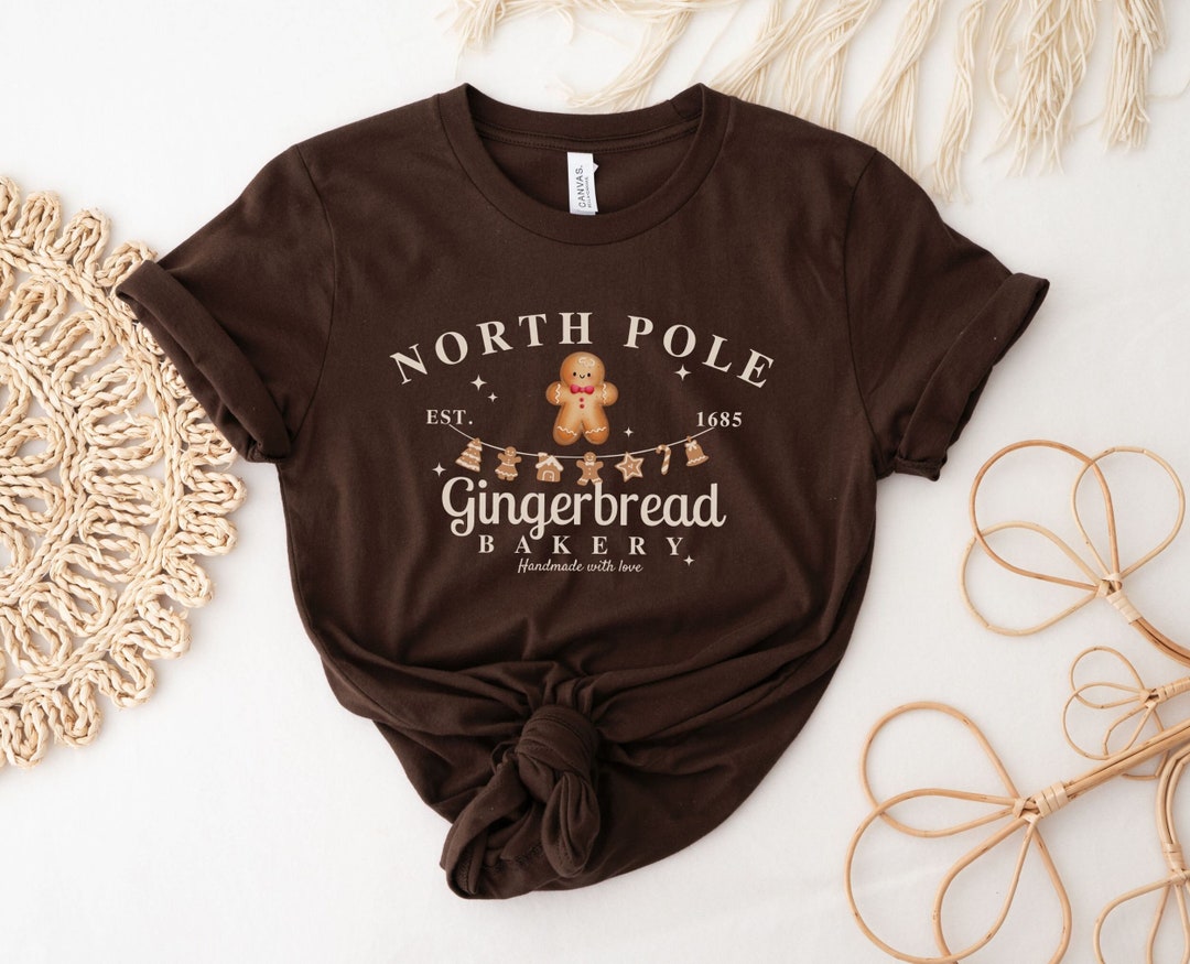 Gingerbread Bakery Christmas Tee Shirt, Christmas Gingerbread Shirt ...