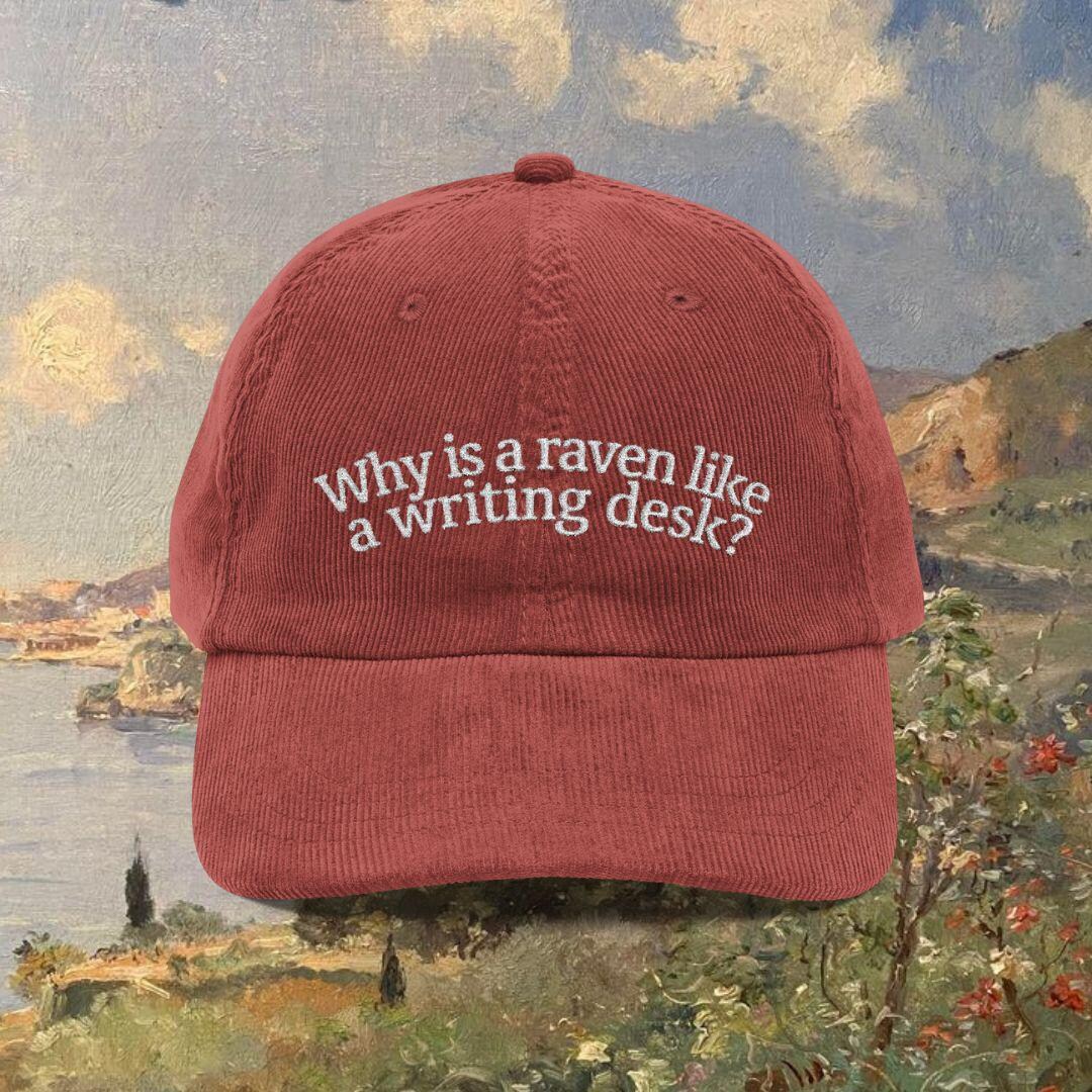 Alice in Wonderland Embroidered Hat, Cotton Corduroy Bookish Hat, Lewis ...