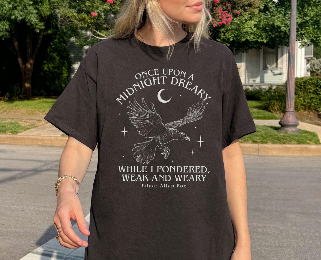 Edgar Allan Poe Poem Shirt, Dark Academia Raven Tshirt, Vintage ...