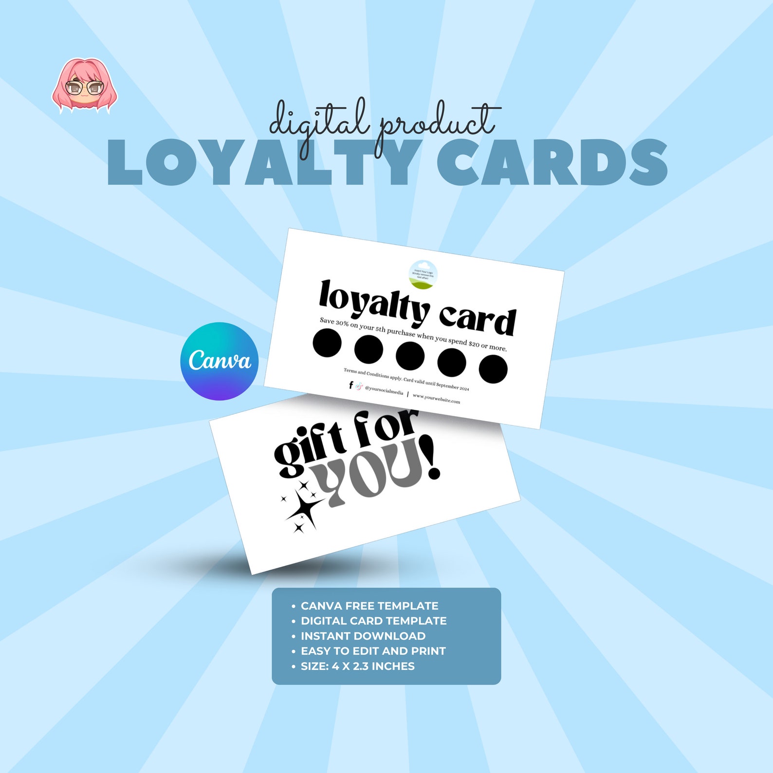 Editable Loyalty Card Templates by Karlalily - Etsy