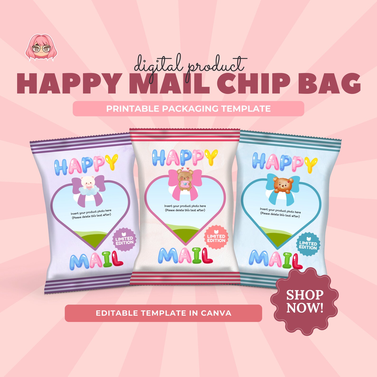 Happy Mail Chip Bag Packaging by Karlalily - Etsy