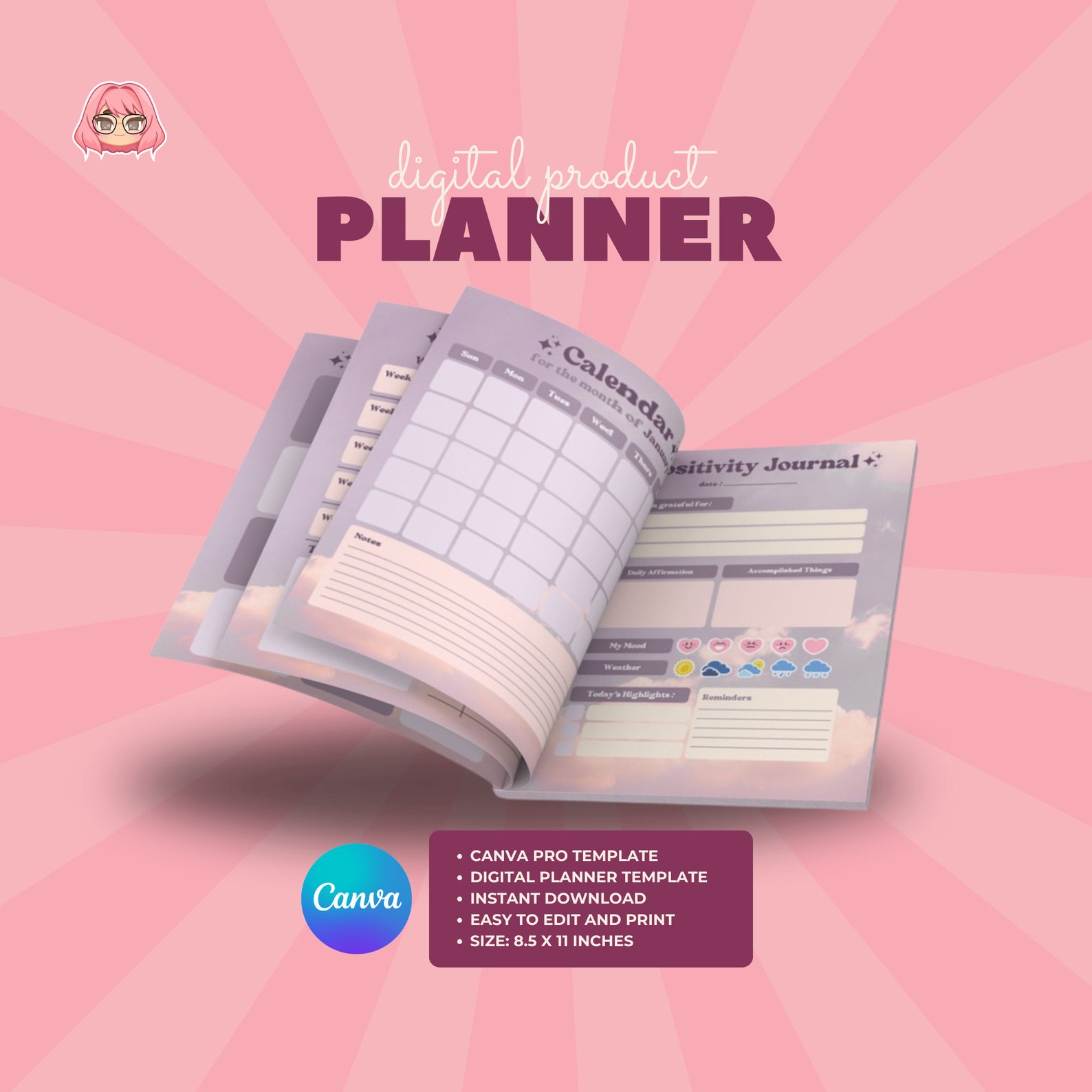 Printable Planner Template by Karlalily - Etsy