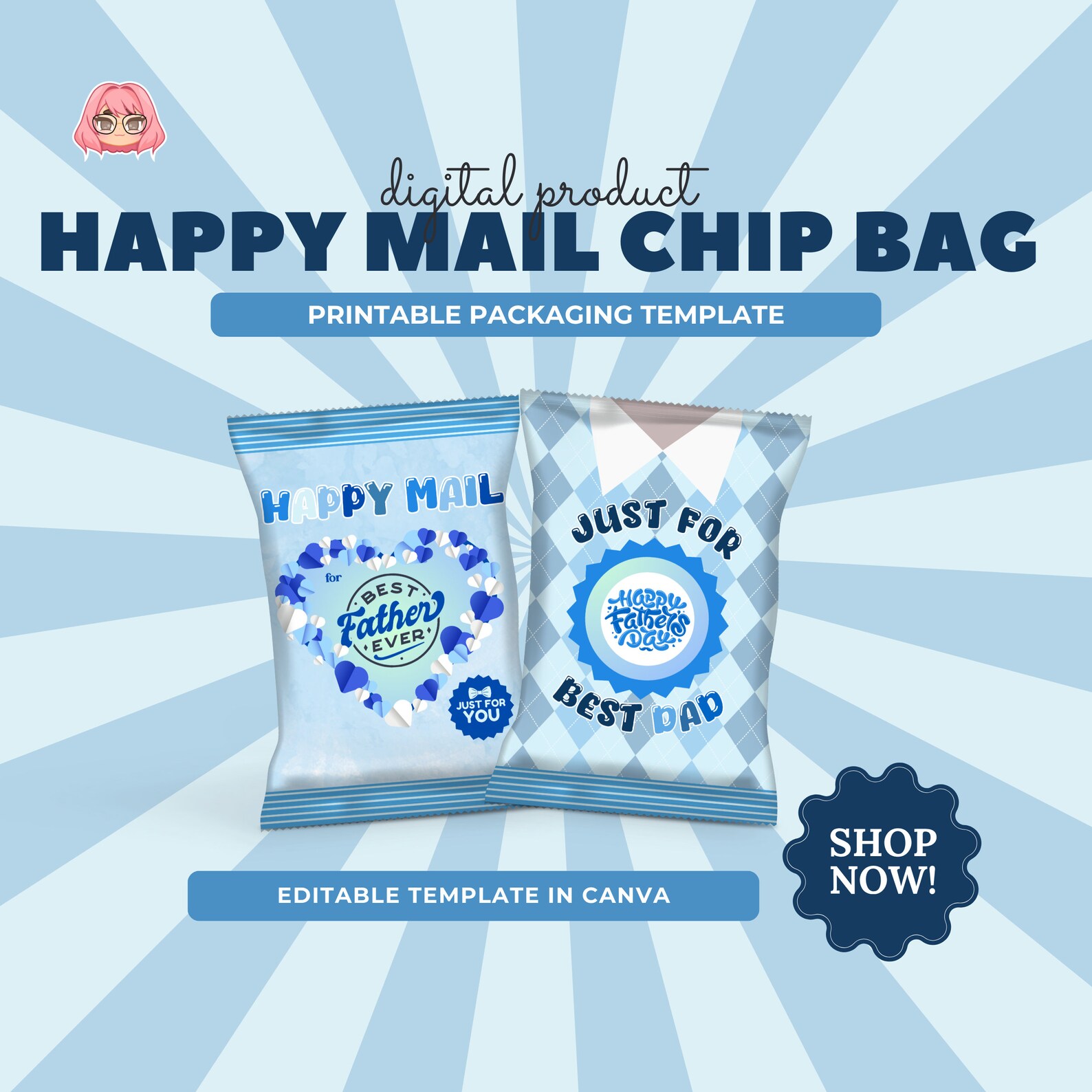 Father's Day Happy Mail Chip Bag Packaging by Karlalily - Etsy