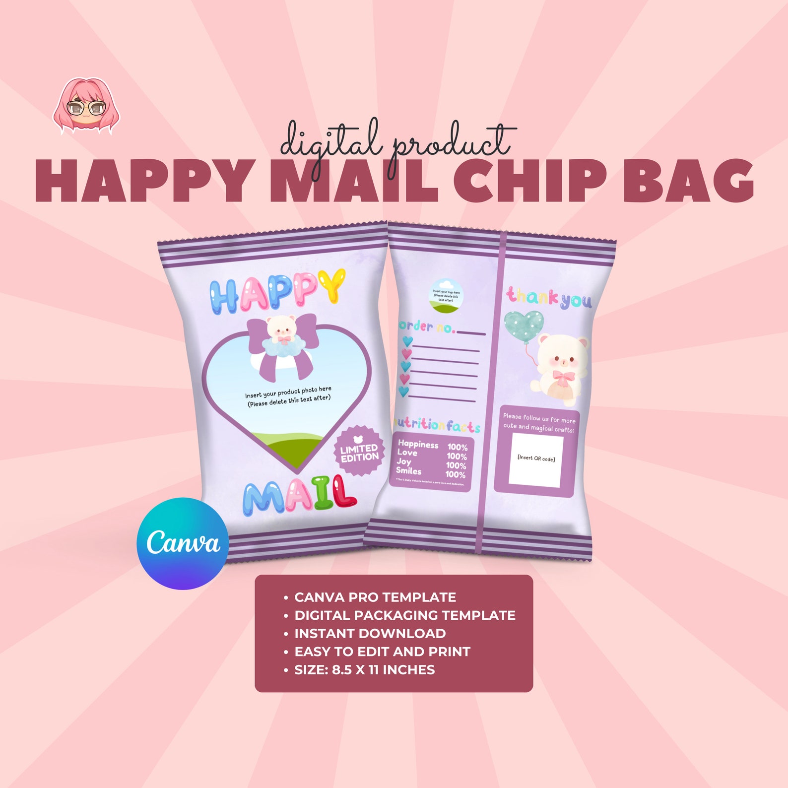Happy Mail Chip Bag Packaging by Karlalily - Etsy