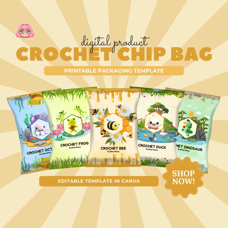 Animal Crochet Chip Bag Packaging by Karlalily - Etsy