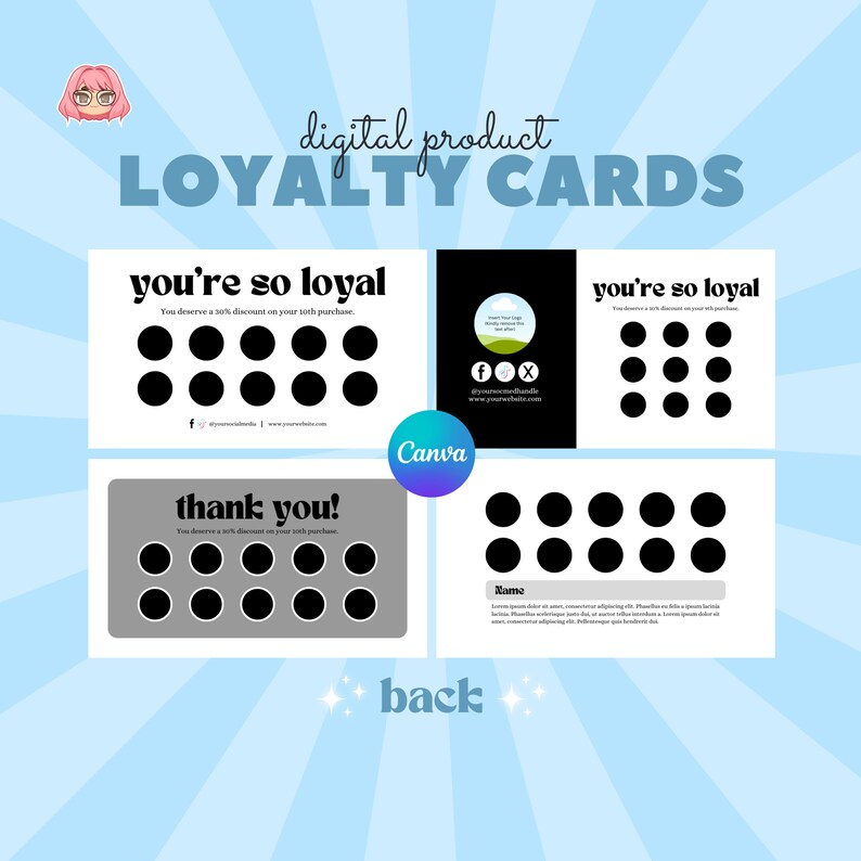 Editable Loyalty Card Templates by Karlalily - Etsy