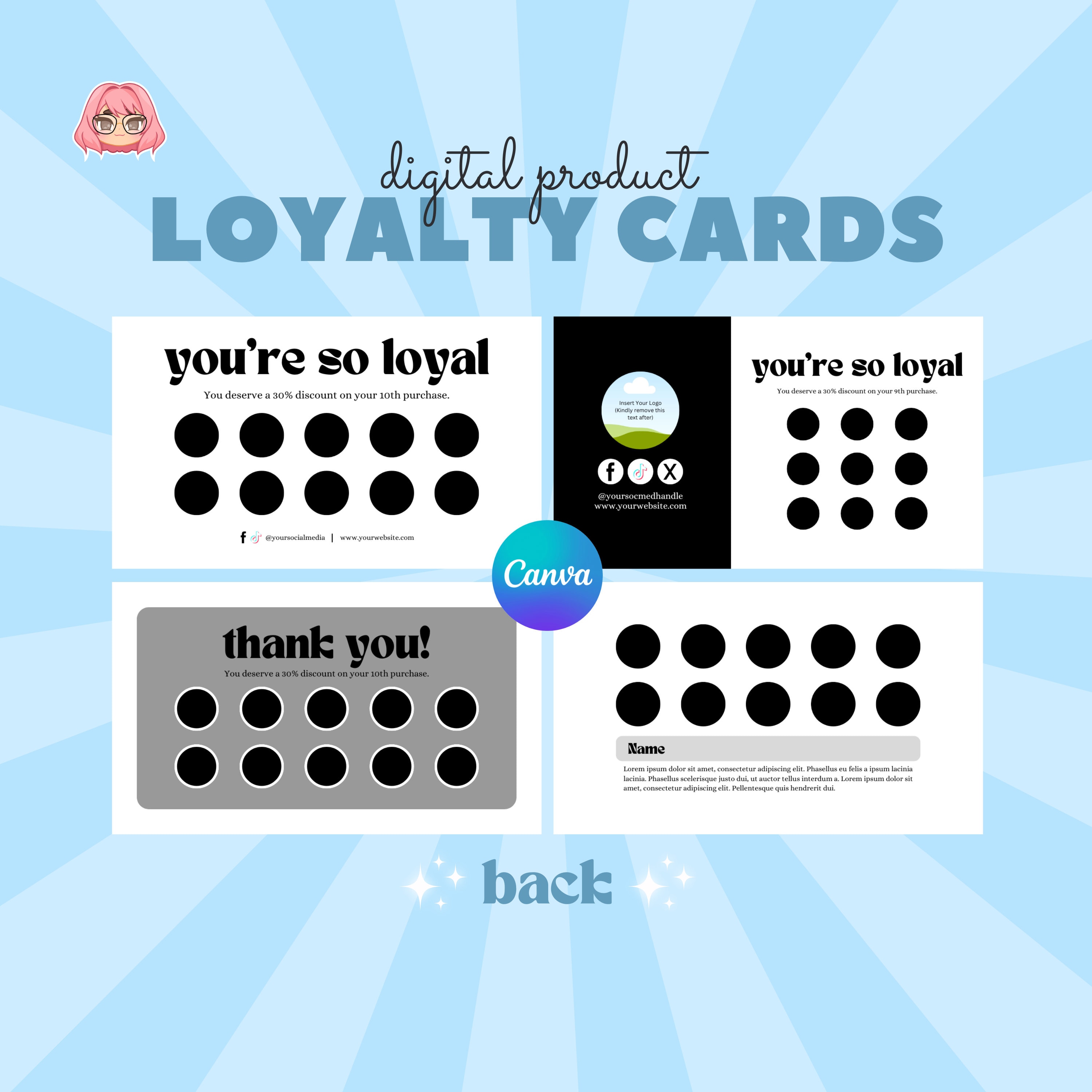 Editable Loyalty Card Templates by Karlalily - Etsy