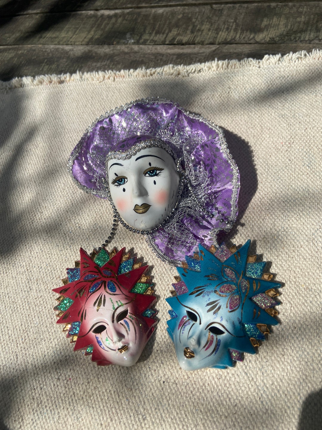 Set of 3 Vintage Ceramic Wall Masks - Etsy