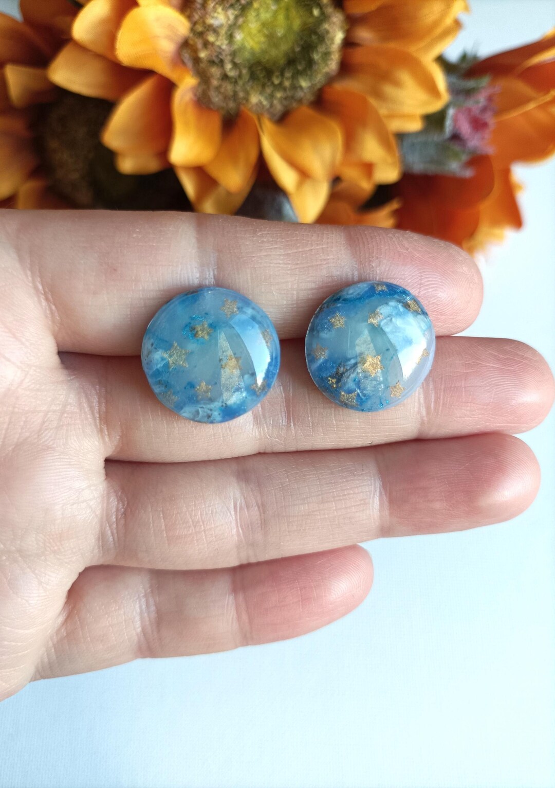 Light Blue Stars Marble Polymer Clay Earrings, Autumn Polymer Clay ...