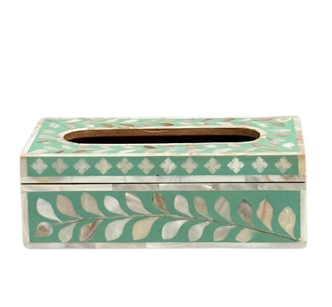 Mother of Pearl Inlay Tissue Box Cover: Handmade Boho Decor - Etsy