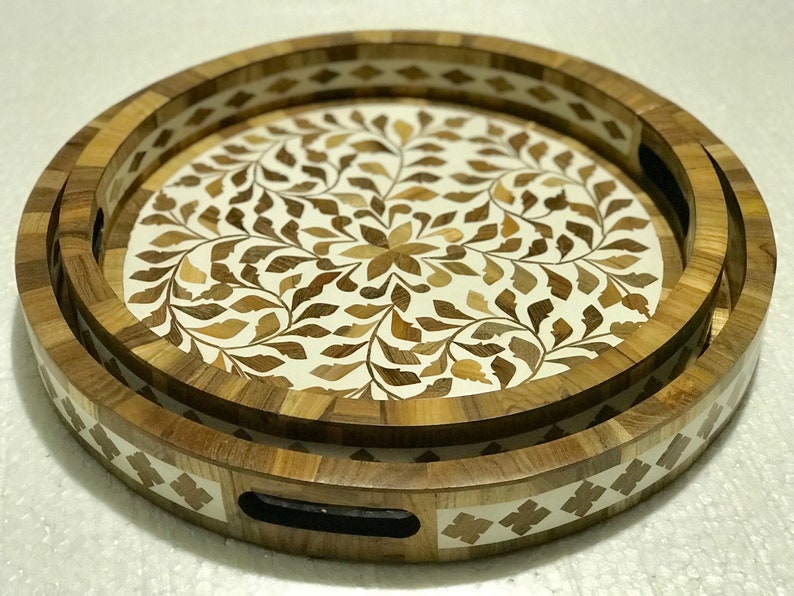 Teakwood Inlay Servingtray ,handmade Crafts Tray,serving Tray, - Etsy