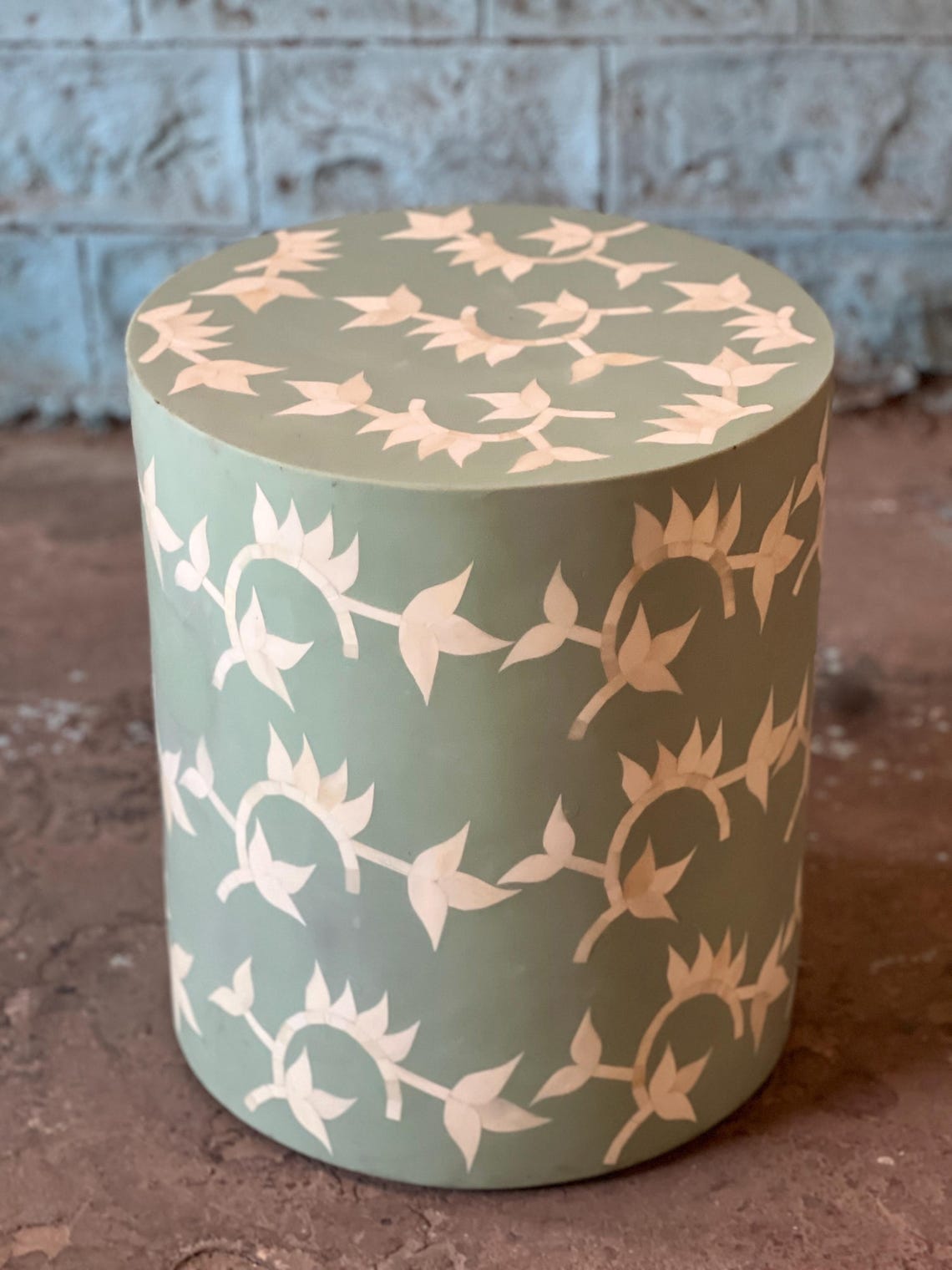 Luxurious Bone Inlay and Wooden Side Table Rustic Bone Inlay Wooden ...