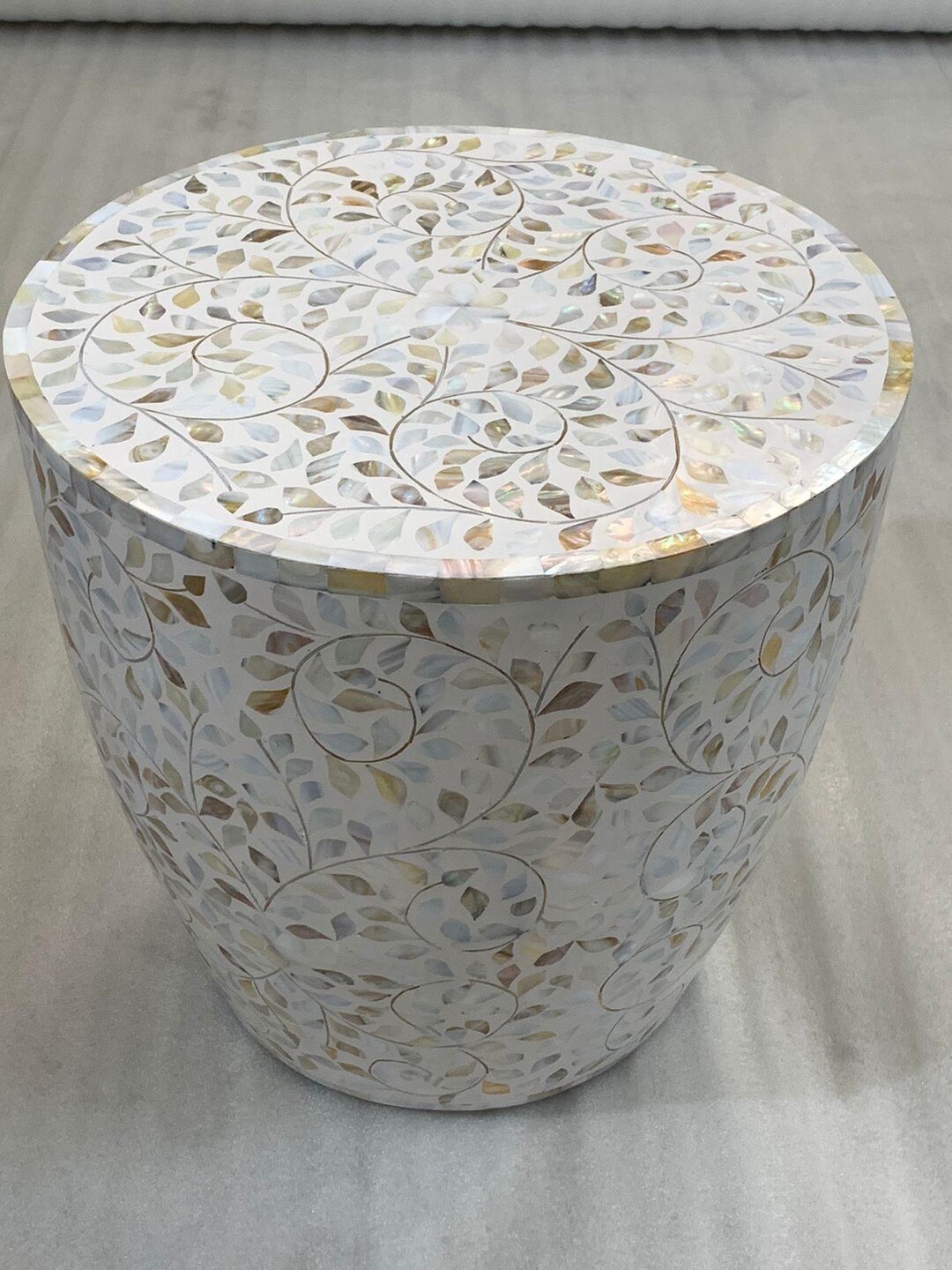 Mother of Pearl Inlay End Table | Luxury Mop Accent Table | Boho Side ...