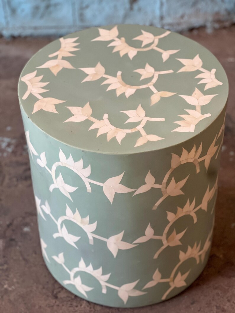 Luxurious Bone Inlay and Wooden Side Table Rustic Bone Inlay Wooden ...