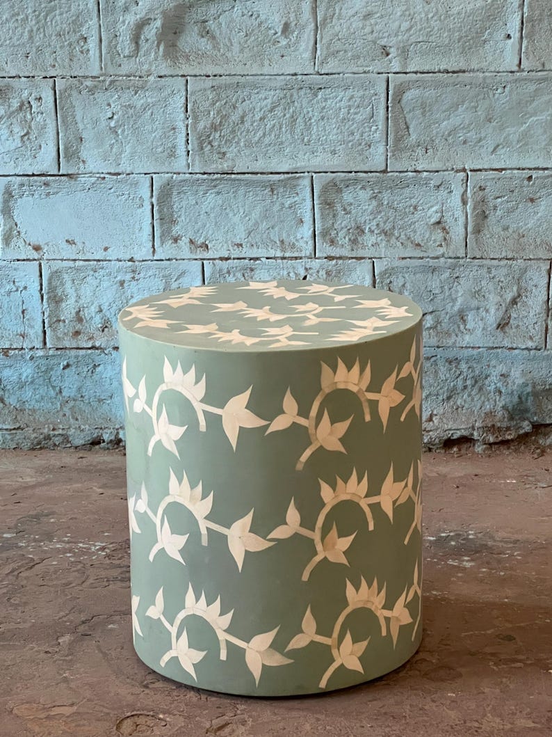 Luxurious Bone Inlay and Wooden Side Table Rustic Bone Inlay Wooden ...