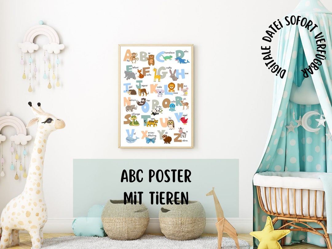 ACB Poster Children's Learning Poster German Alphabet With Animals ...
