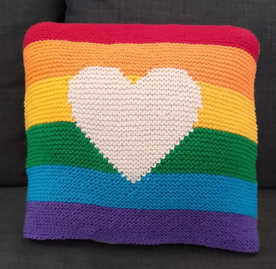 LGBTQIA Pride Rainbow Flag Cushion Custom Handmade Knitted - Etsy
