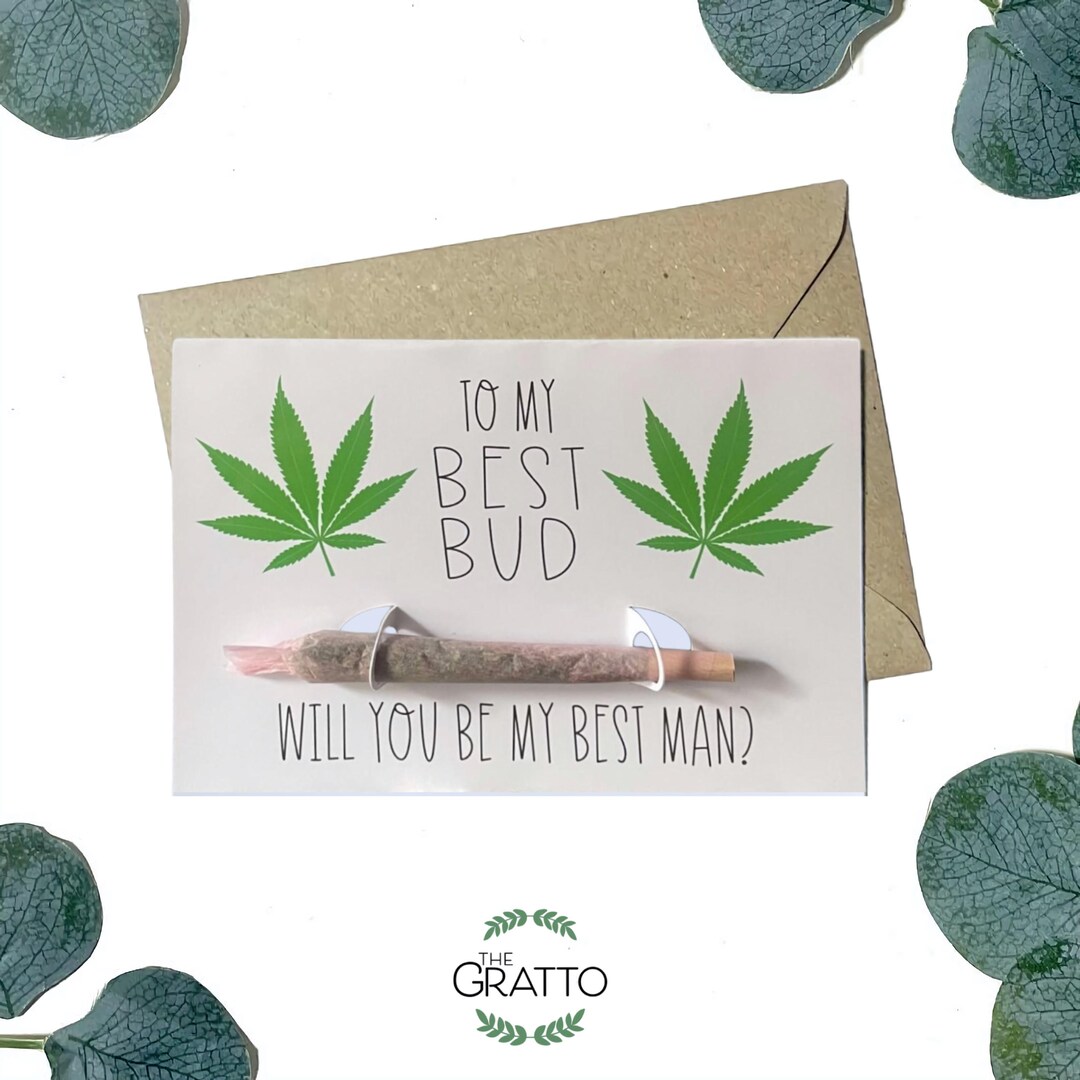 Various Colours Custom Best Bud Stoner Best Man Card With Joint Holder ...