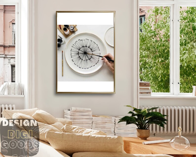 Ink Drawing Technique - Modern Ceramic Plate - Minimalist Abstract ...