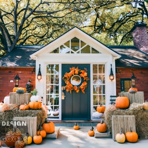 Enchanting Pumpkin Patch Entrance - Magical Decor With Pumpkins, Hay ...