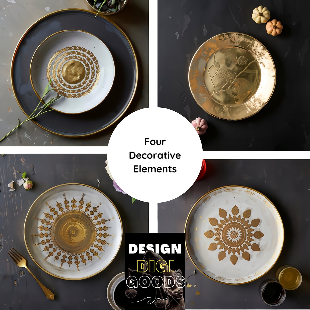 Luxurious Gold Decorative Elements for Ceramics Decorative Elements ...